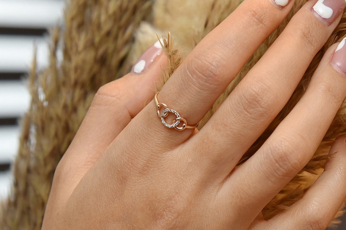 Diamond Circle Ring 14k Gold Diamond Circle Diamond Circle | Etsy