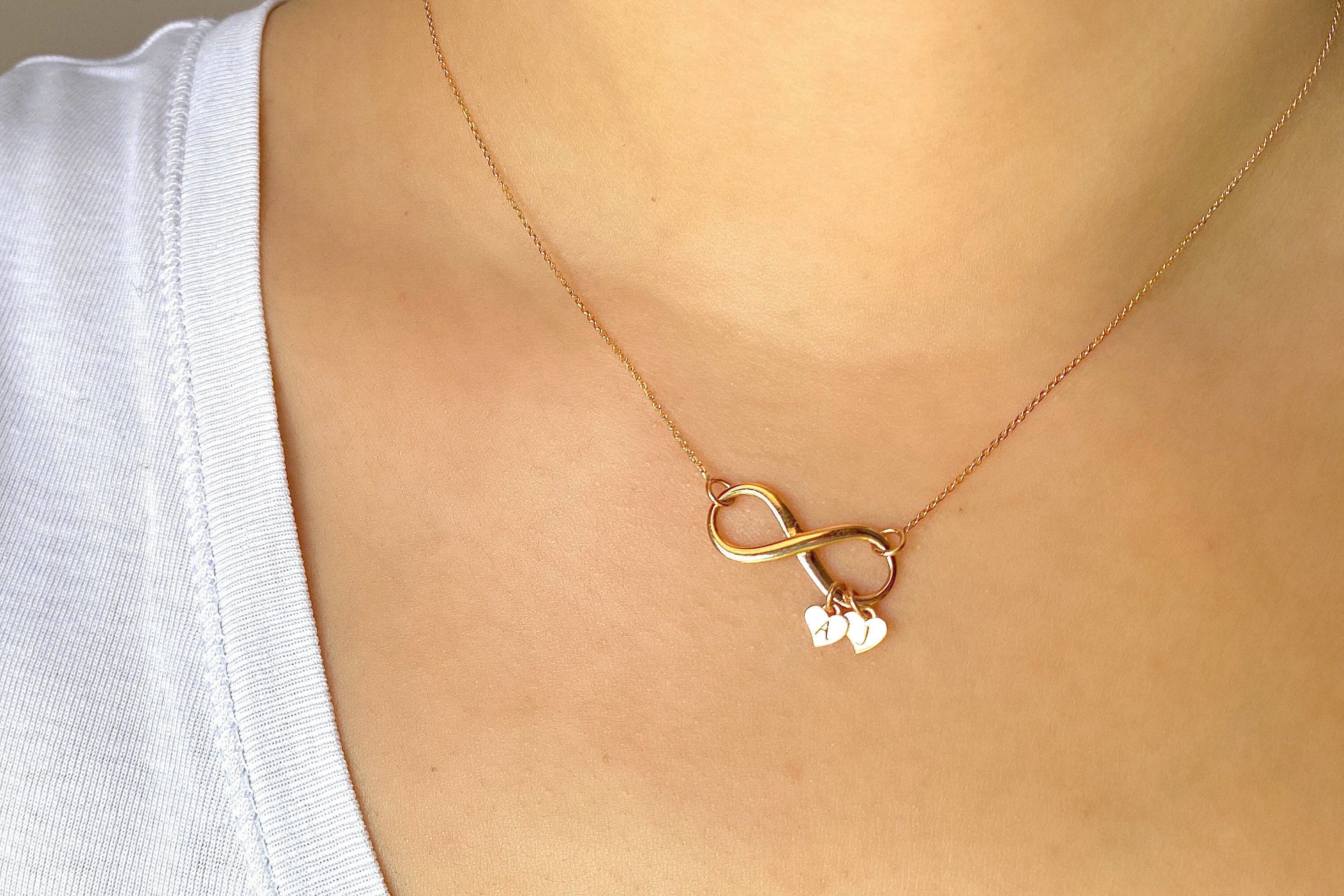 14k Gold Infinity Necklace With Initials Personalized - Etsy UK