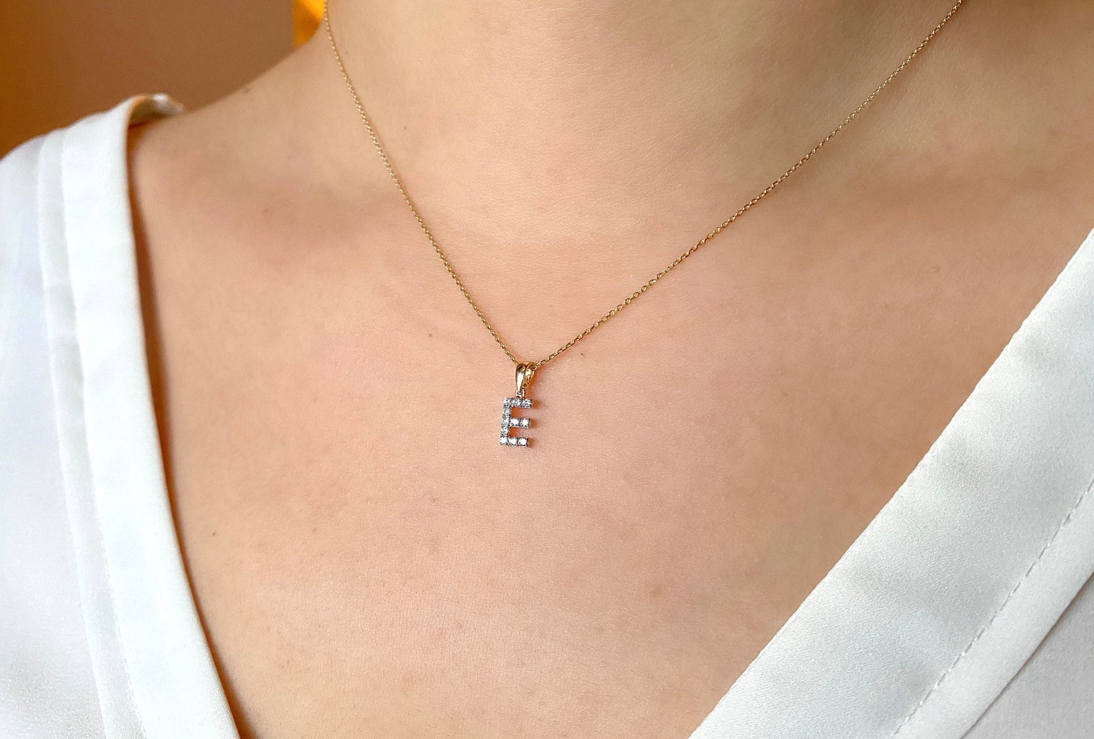 Initial Necklace 14k Gold Diamond Initial Necklace 14k Gold - Etsy