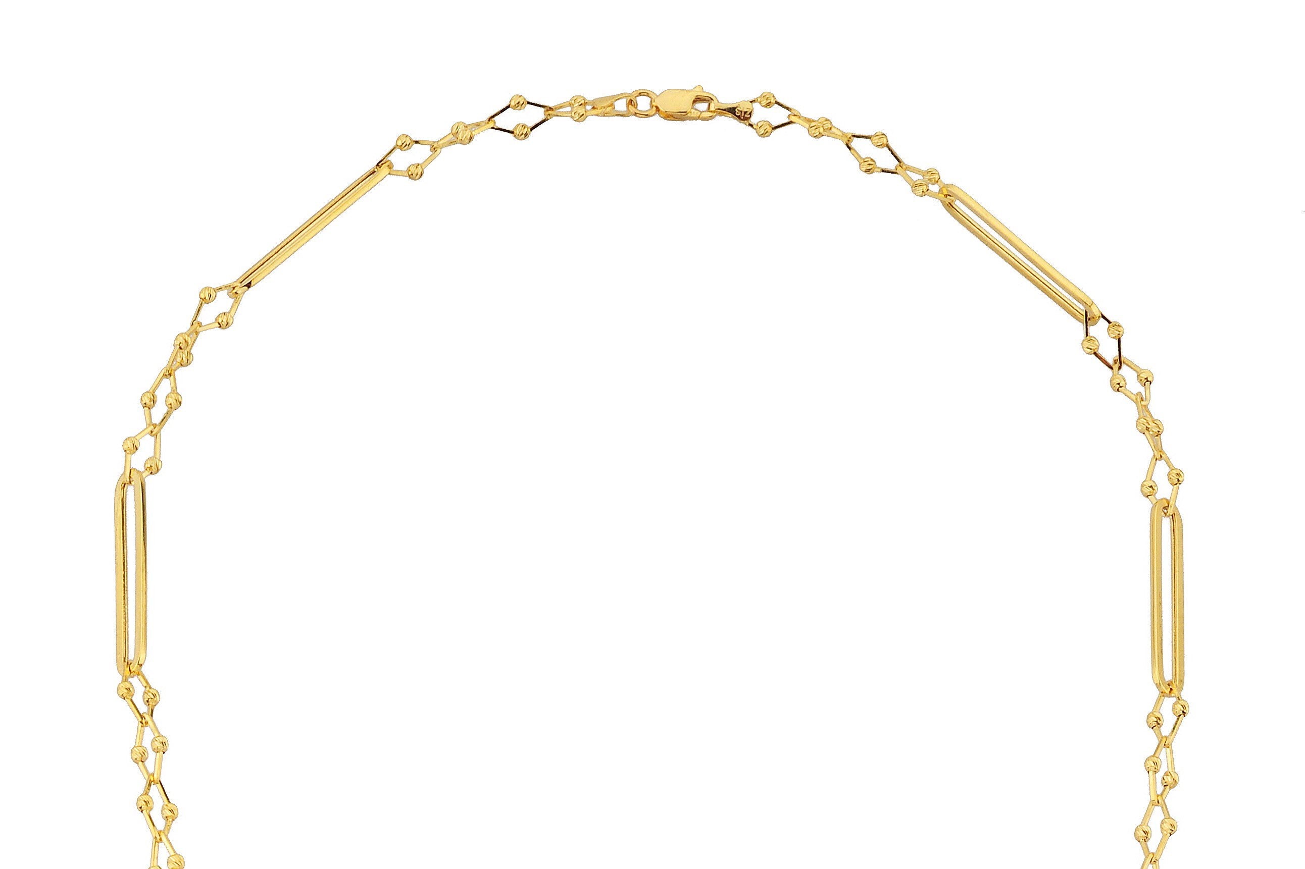 Gold Necklace 14k Gold Paper Clip Necklace Mixed Link | Etsy