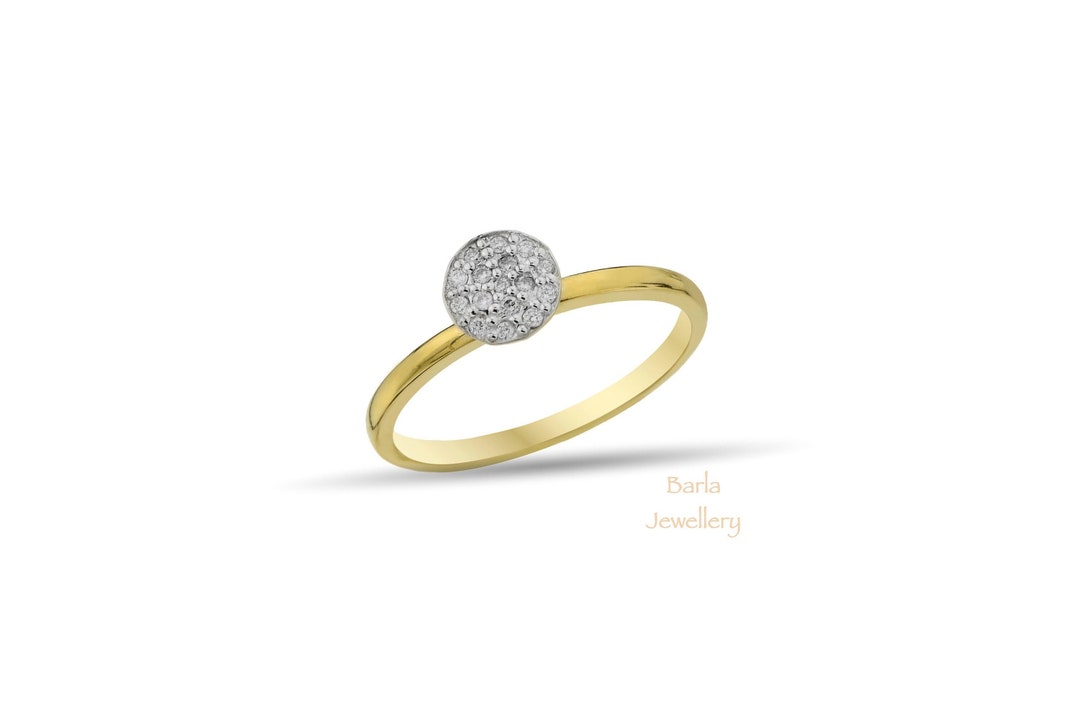 Pave Setting Diamond Ring, 14k Solid Gold Pave Ring, Pave Engagement ...