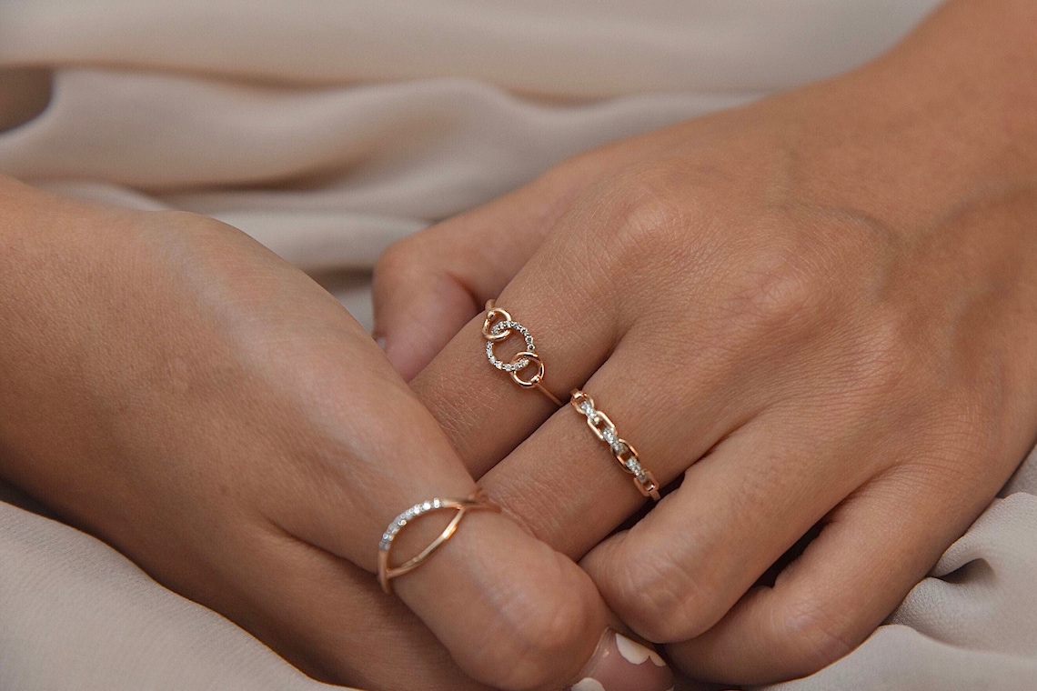 Diamond Circle Ring 14k Gold Diamond Circle Diamond Circle | Etsy