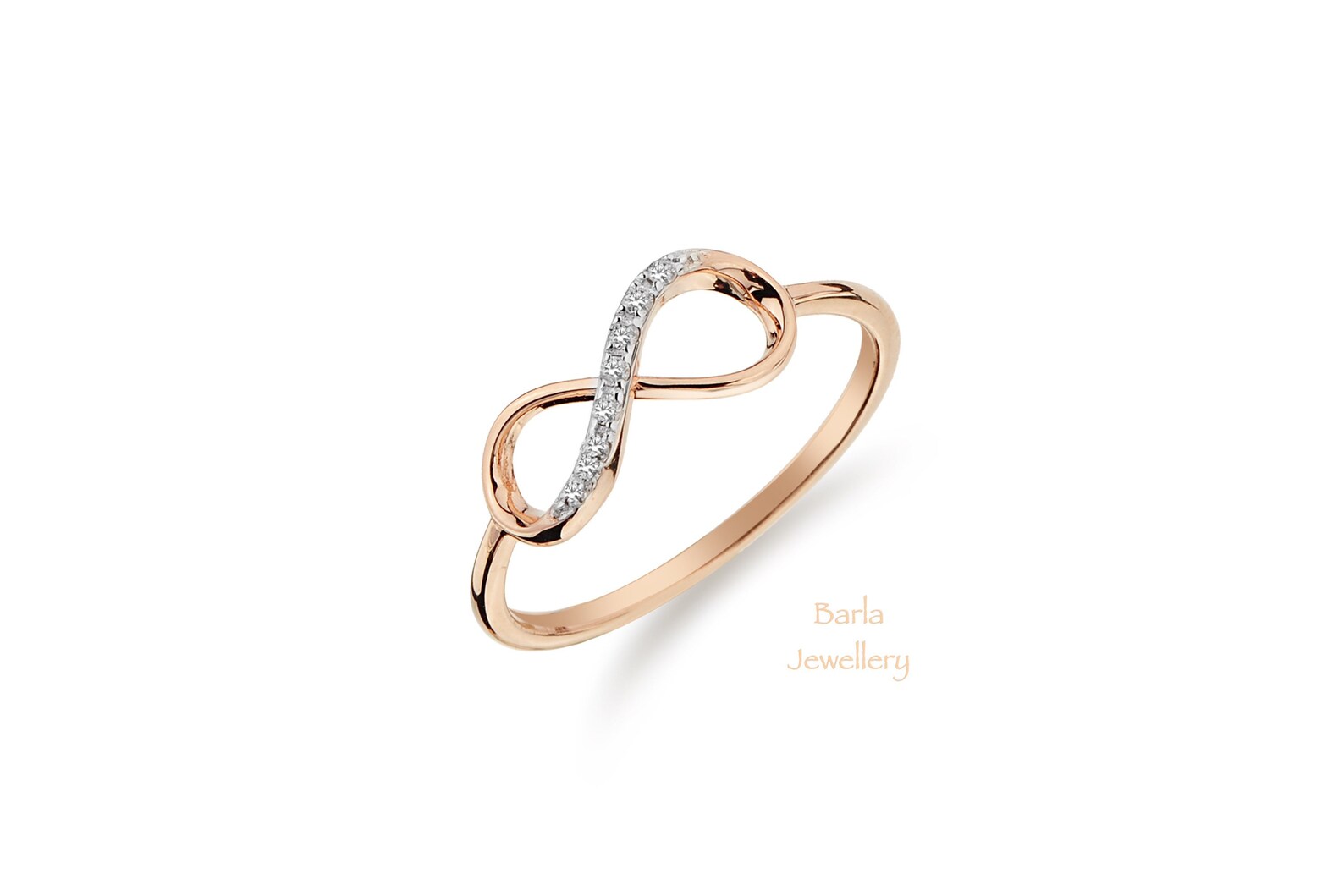 14k Rose Gold Diamond Infinity Ring: Dainty Stacking Ring - Etsy