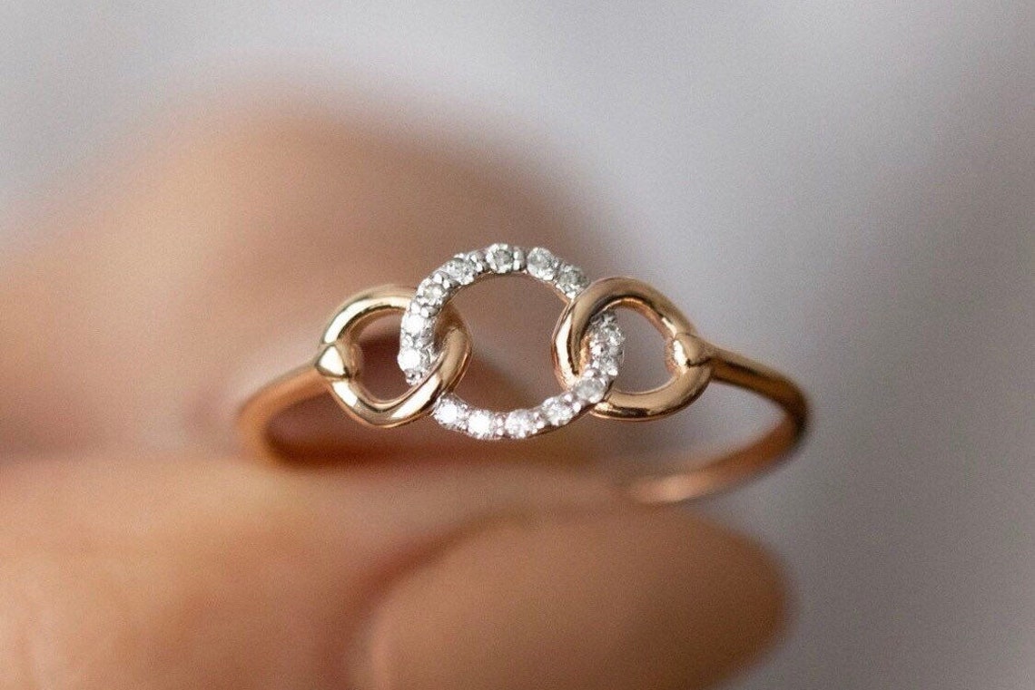 Diamond Circle Ring 14k Gold Diamond Circle Diamond Circle | Etsy