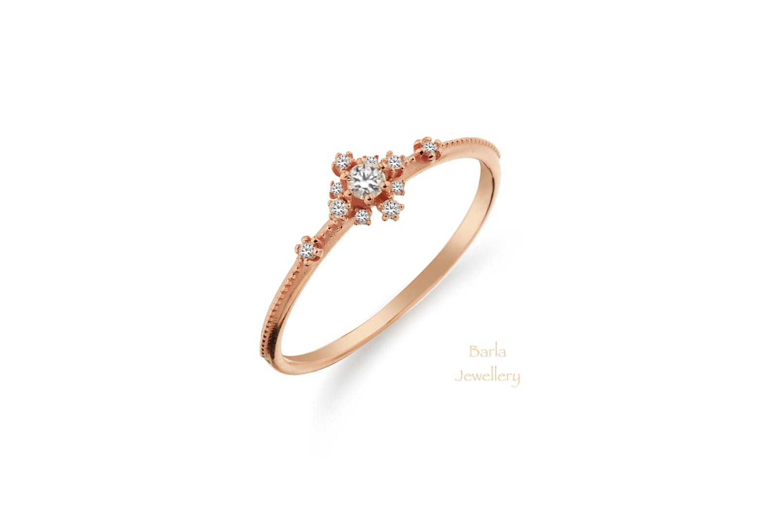 14k Diamond Minimalist Gold Ring Dainty Rose Gold Ring Tiny | Etsy