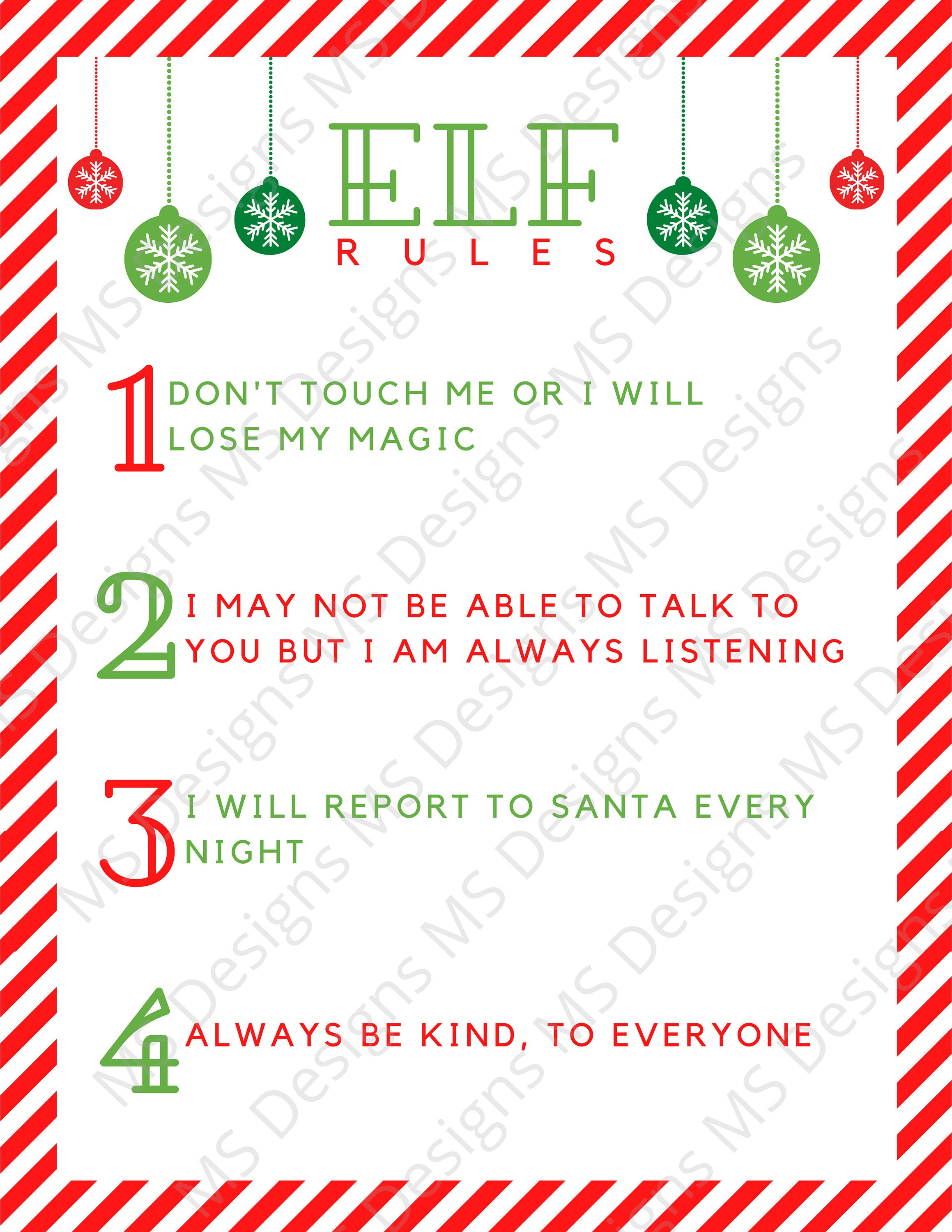 Elf Rules PDF Printable Etsy