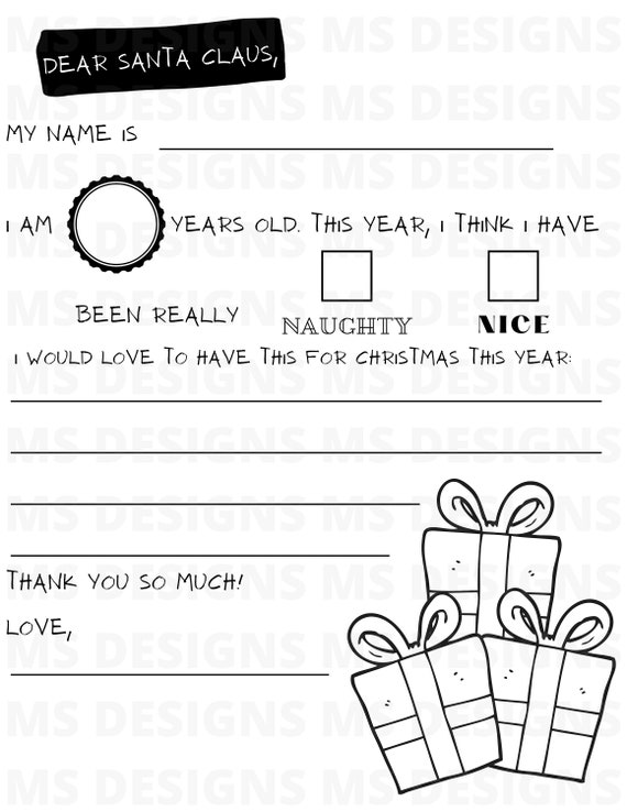 Lista De Navidad Imprimible En Blanco Y Negro Etiquetas De Regalo De