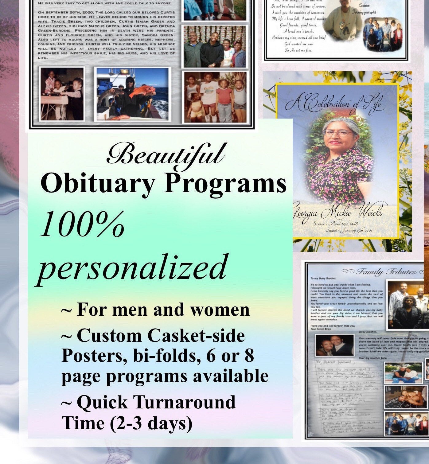 Custom Funeral Service Obituary Design Memorial Book | Etsy