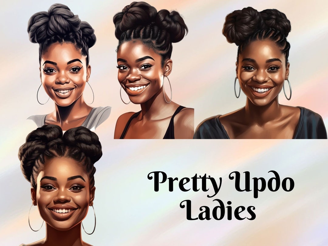 4 Gorgeous Black Women With Updo Hairstyles, Messy Buns, Afro Puffs ...