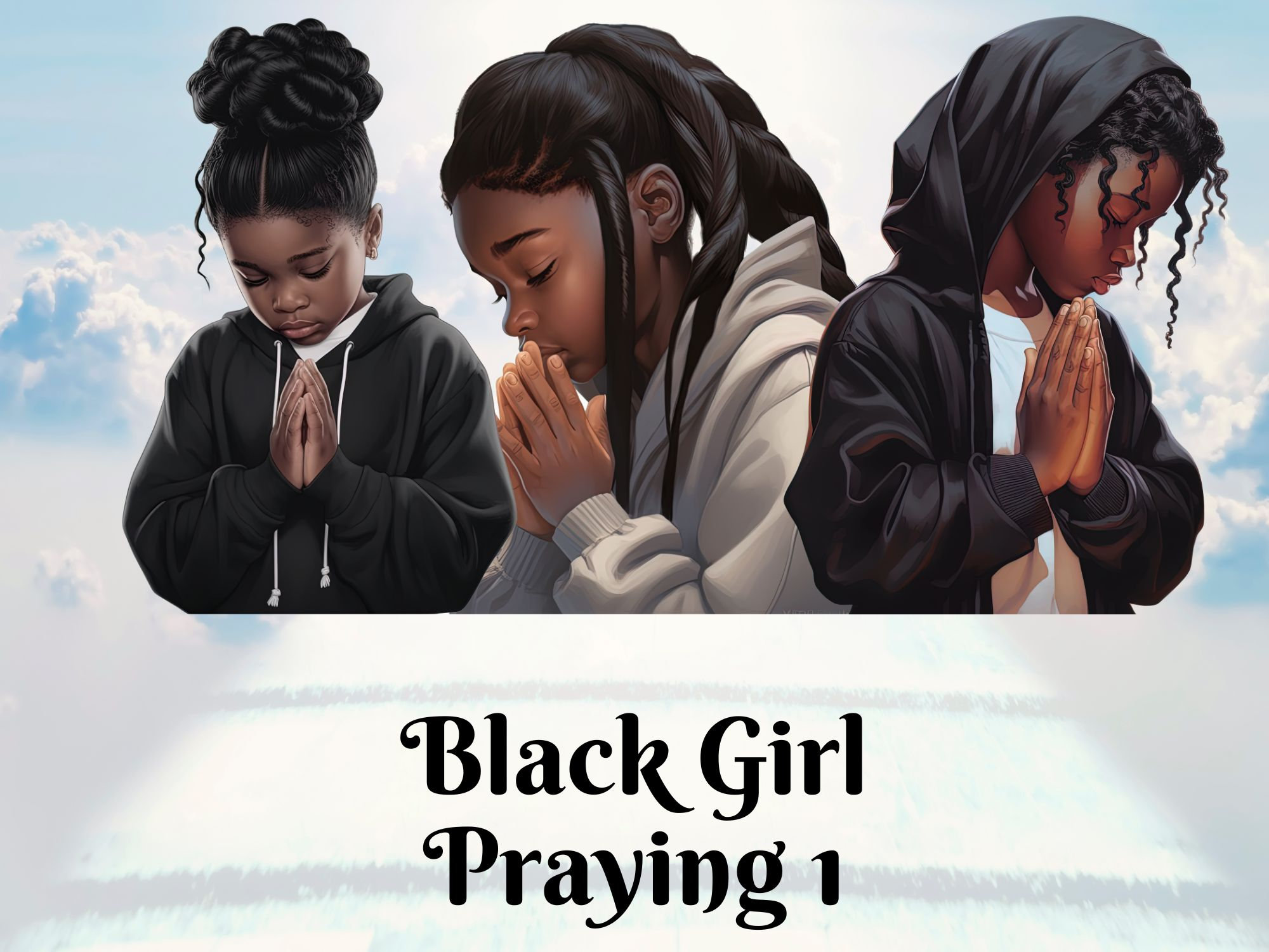Black Girl Praying Clip Art Religious Pngs Christian Sublimation Images People of Color Church ...