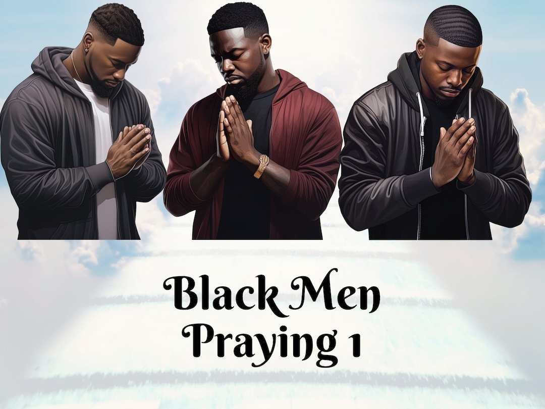 Black Men Praying Clip Art Religious Pngs Christian Sublimation Images People of Color Church ...