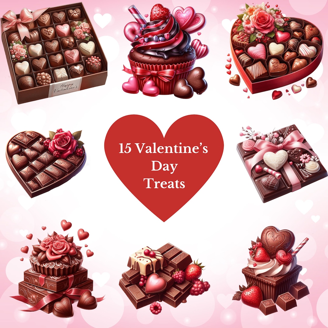 Valentine's Day Chocolates Clipart Set, Sweet Treats Clip Art PNG ...