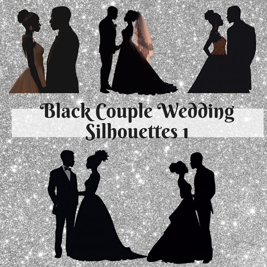 Black Couple Wedding Day Silhouette Clipart African Brides and Grooms ...