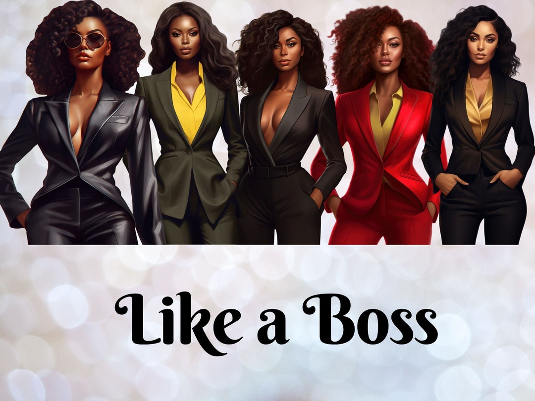 Confident Black Lady Bosses Clip Art Illustrations HBIC Clipart African ...