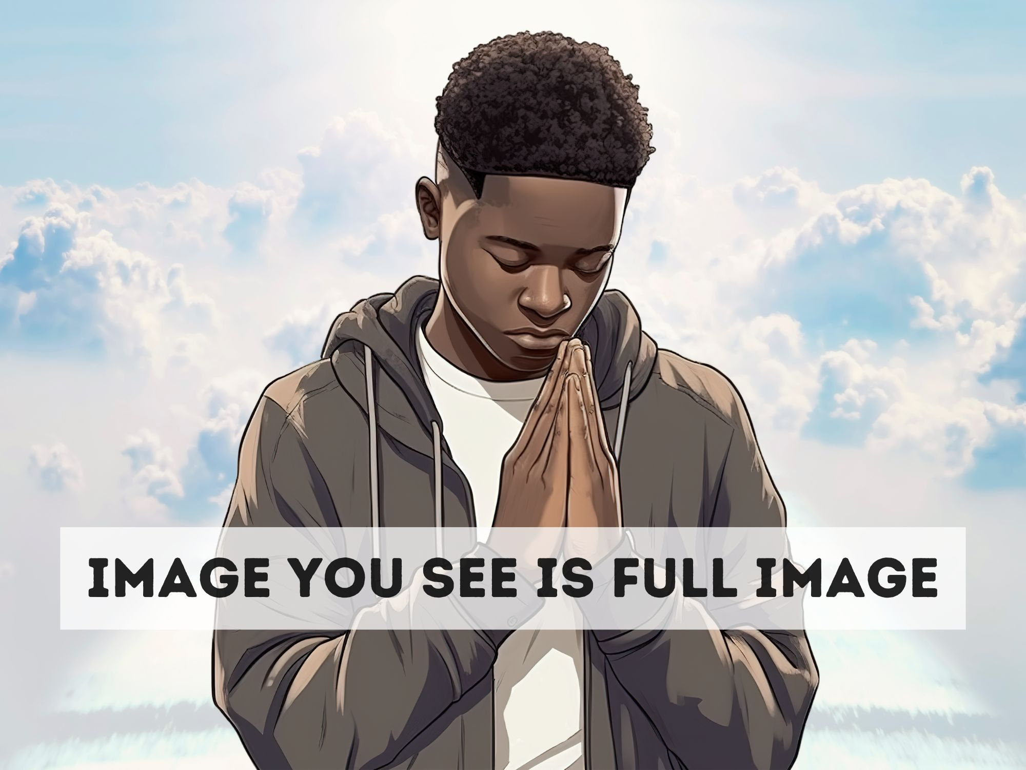 Black Teenage Boy Praying Clip Art Religious Pngs Christian Sublimation ...