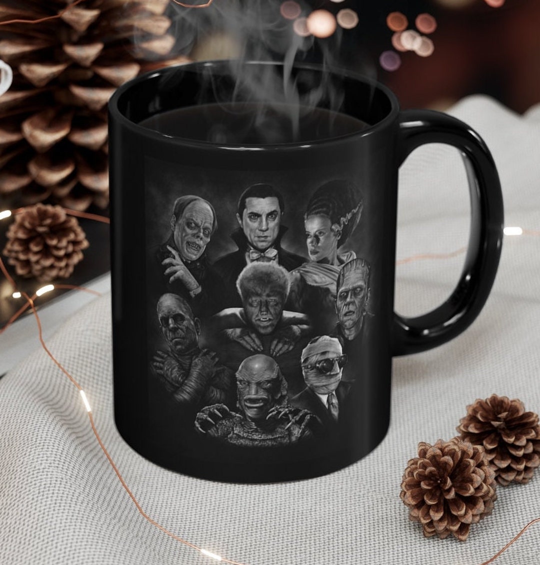 Classic Universal Monsters - 11oz Ceramic Black Mug, Wolfman, Bride of ...
