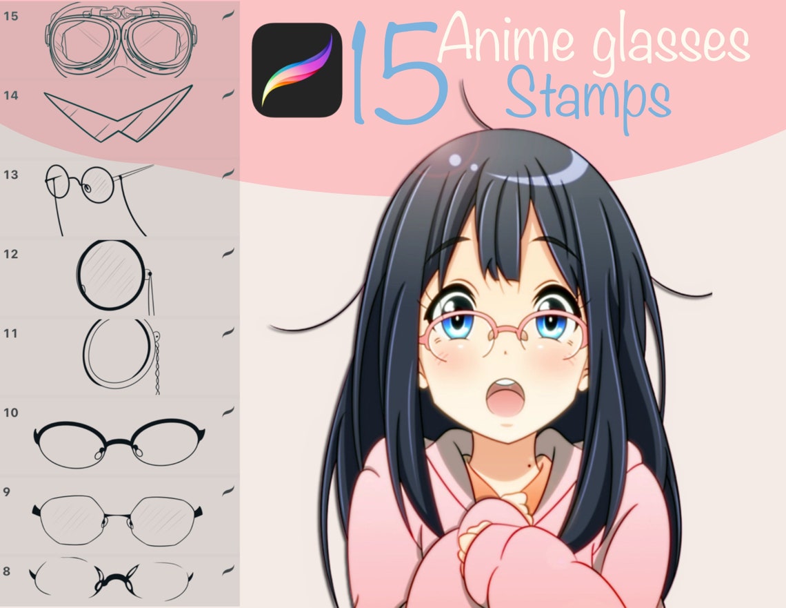 15 Anime Glasses Procreate Stamps - Etsy