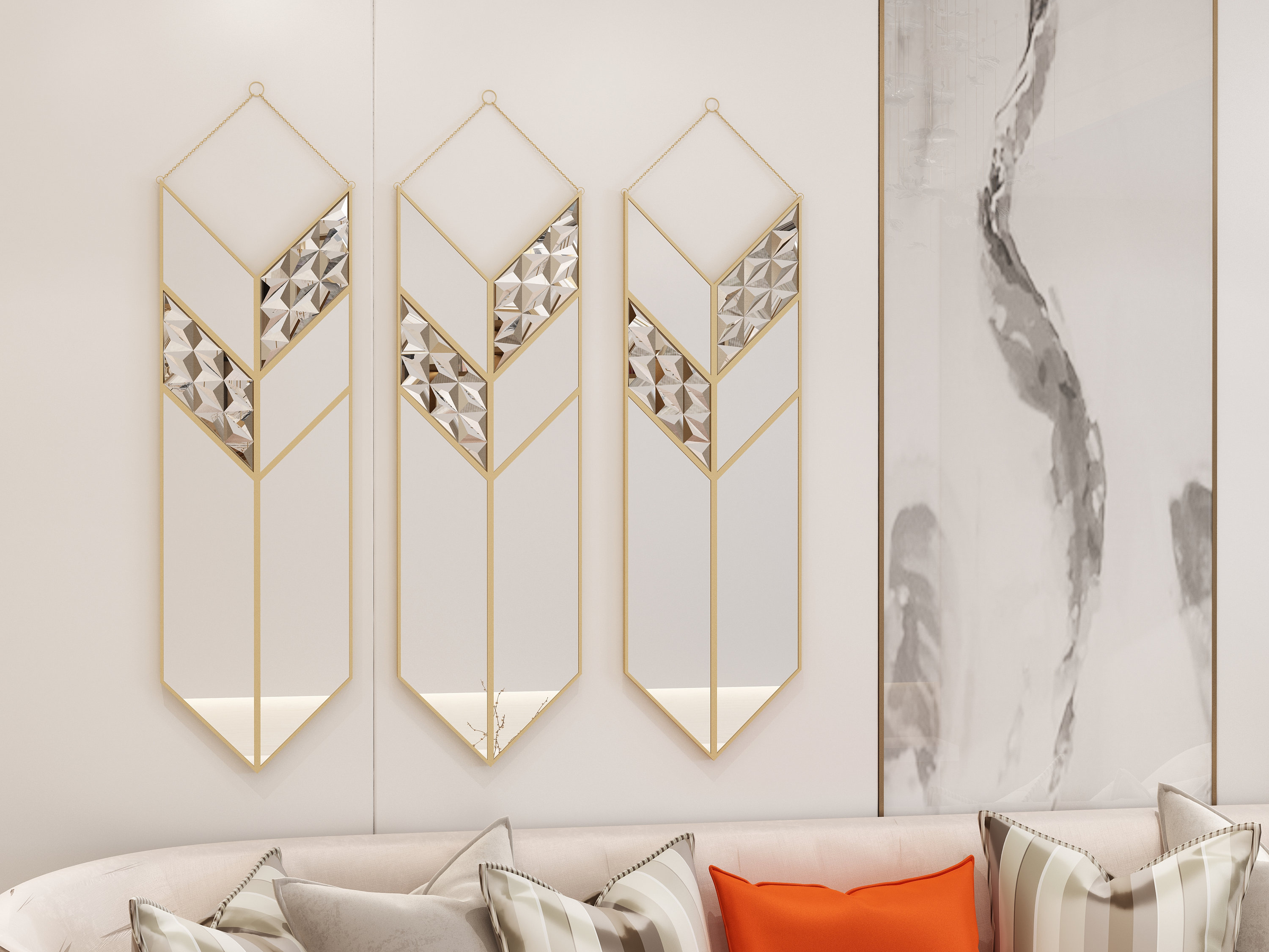 Aesthetic Asymmetrical Mirror Set - Elevate Your Wall Decor, Large Gold ...