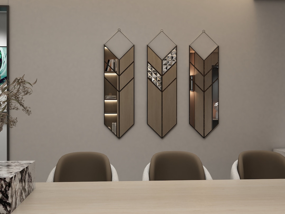 Aesthetic Asymmetrical Mirror Set - Elevate Your Wall Decor, Large Gold ...