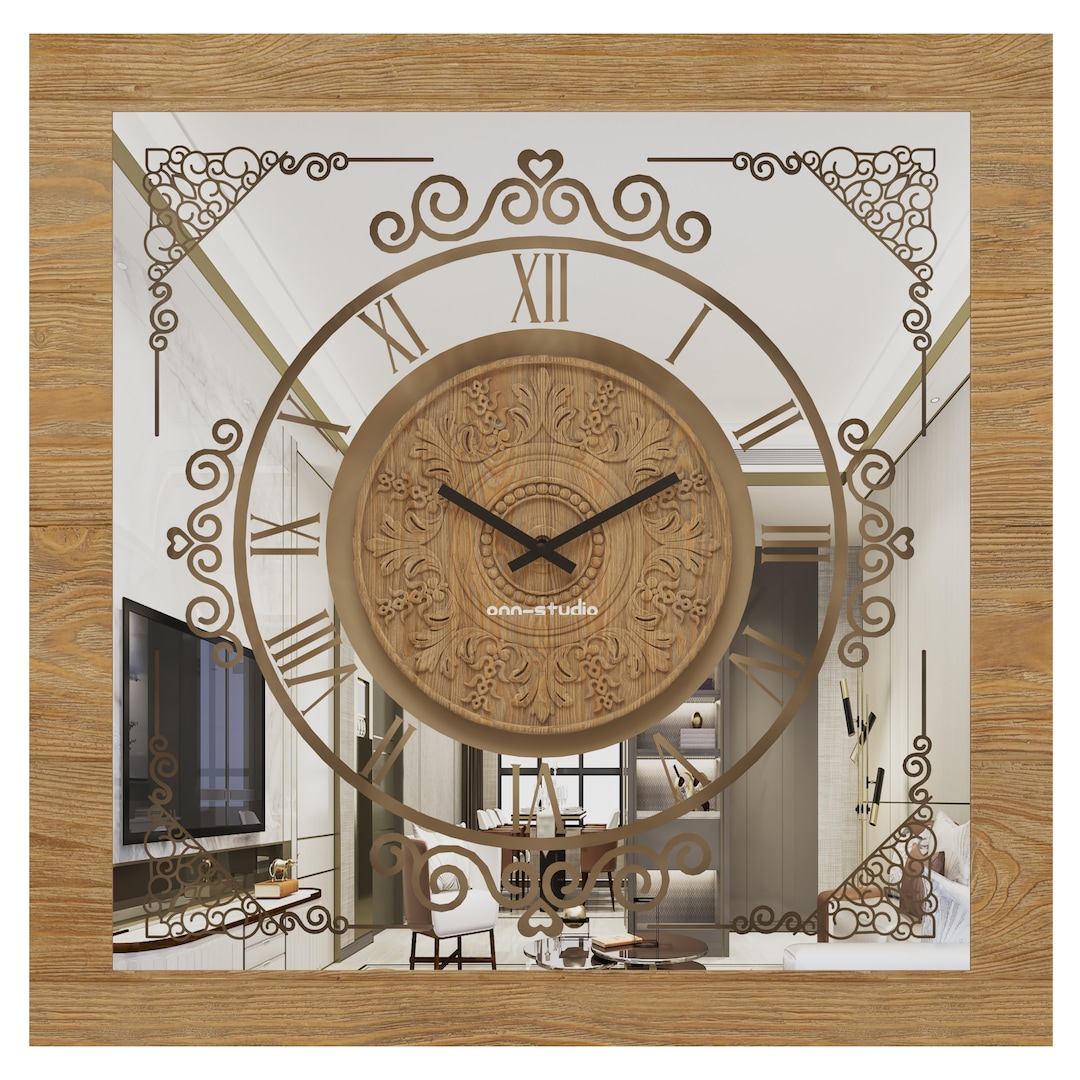 Antique Roman Numerals Wall Clock in Gold Khaki | Oversized Kitchen ...