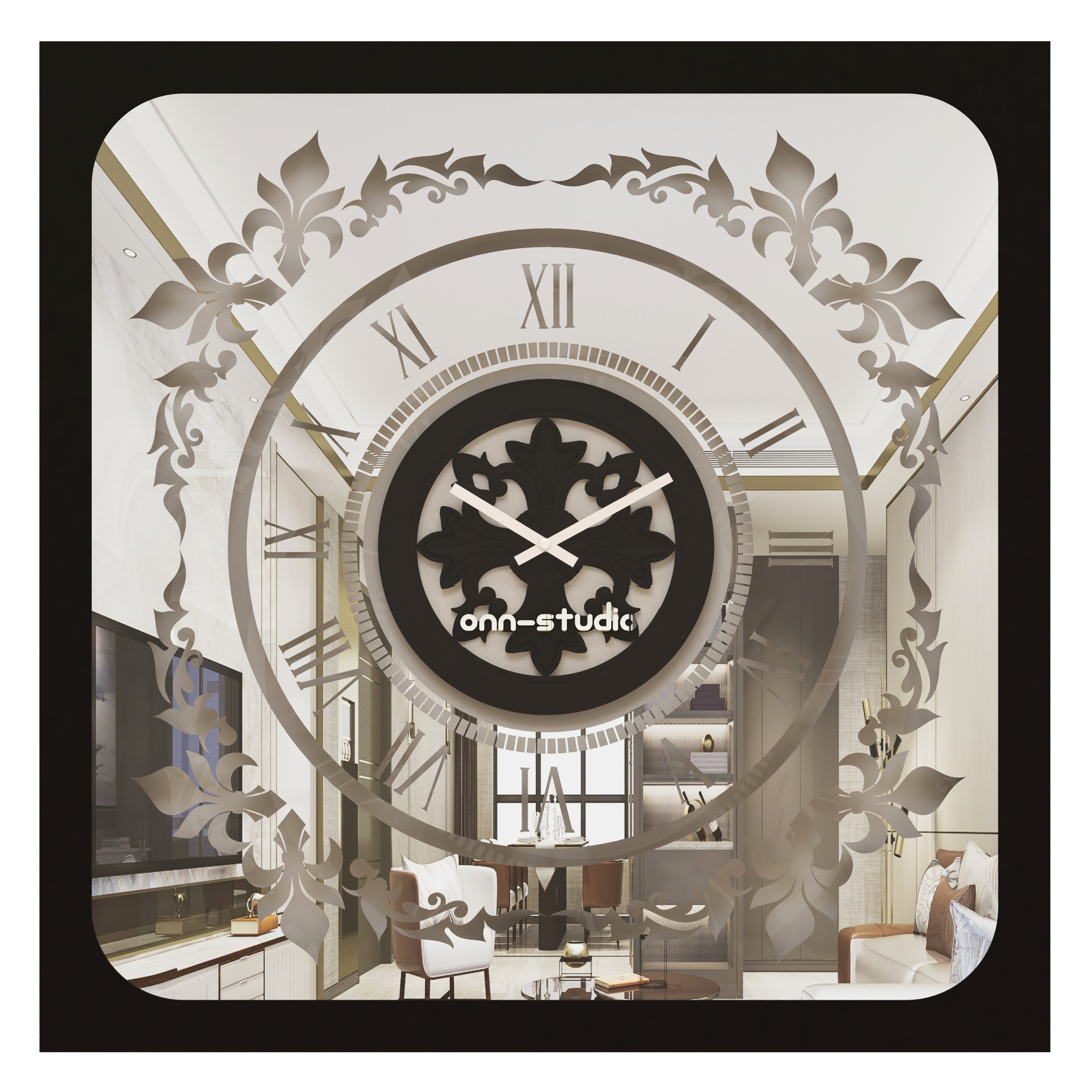 Mirror Wall Clocks Square Clock Roman Numerals Clock Living - Etsy