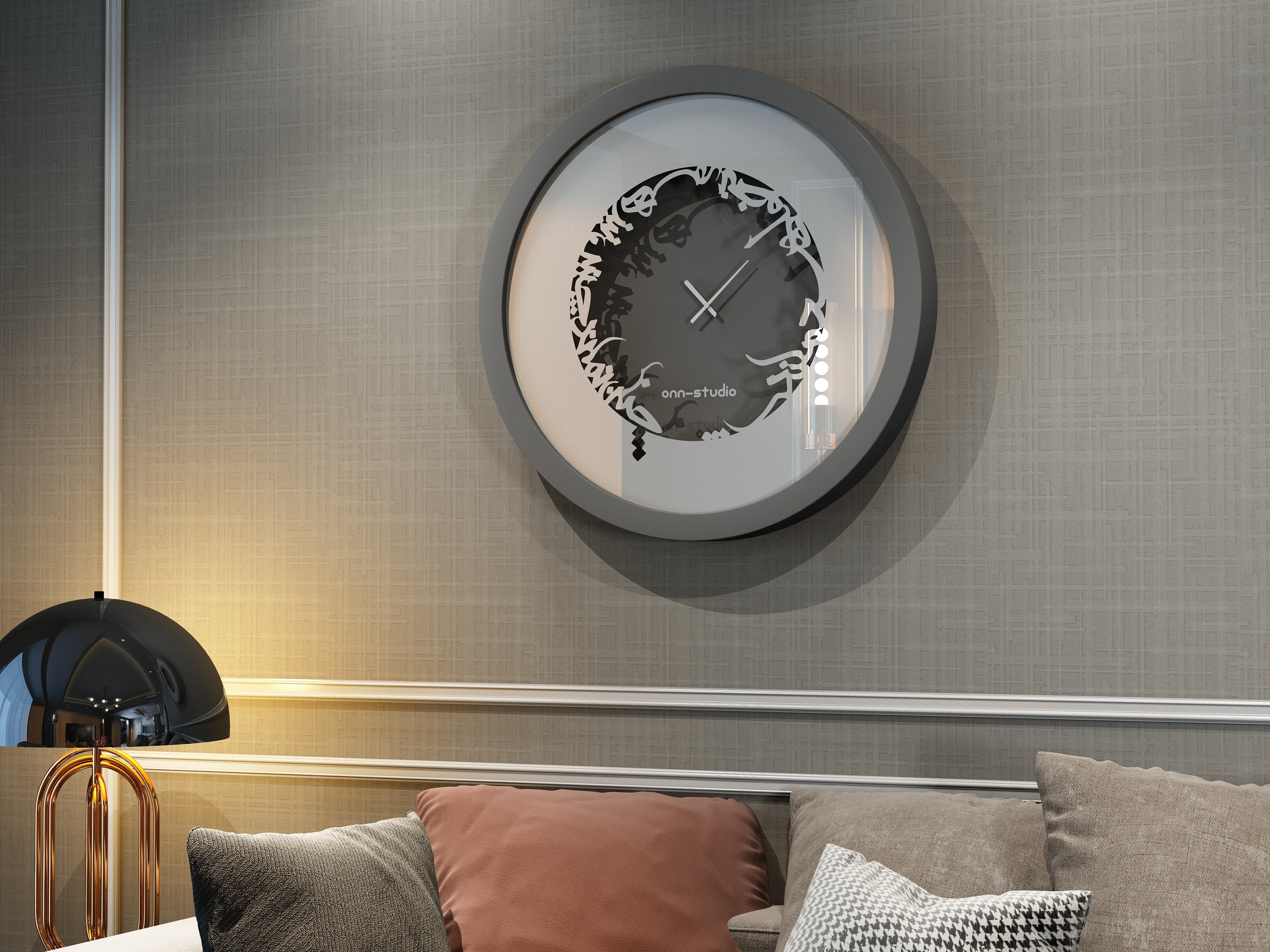 LARGE WALL CLOCK Wood Frame, Minimalist Silent Clock Decor, Clock Gift ...