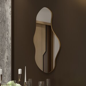Wavy Black Mirror for Bathroom Vanity - Unique Asymmetrical Wall Décor ...