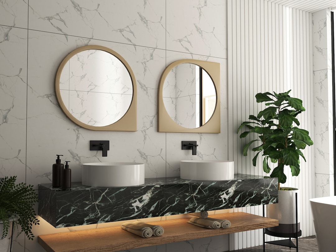 Asymmetrical Bathroom Vanity Mirror, Round Irregular Wall Mirror ...