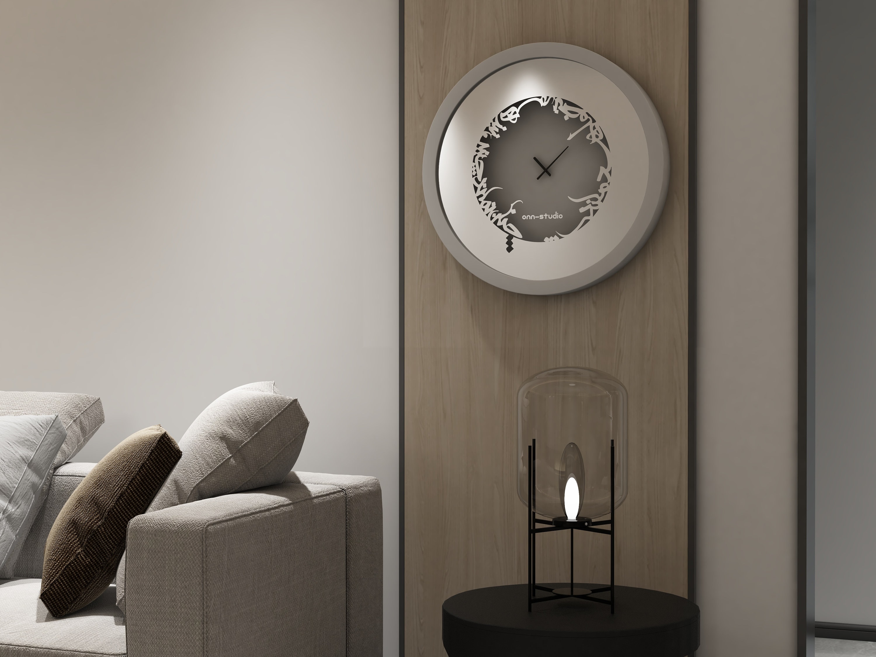 LARGE WALL CLOCK Wood Frame, Minimalist Silent Clock Decor, Clock Gift ...