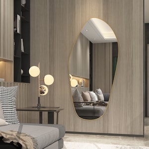 ASYMMETRICAL VANITY MIRROR, Irregular Mirror, Entryway Mirror, Gold ...