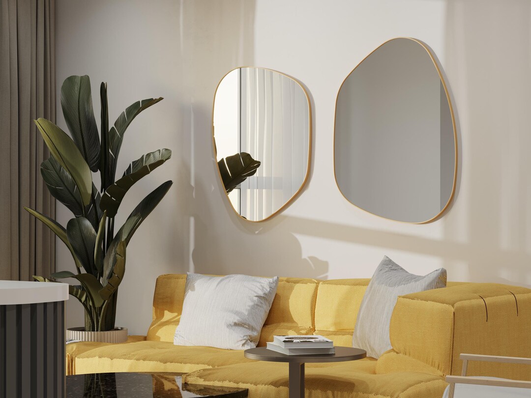 Modern Asymmetrical Vanity Mirror in Irregular Pond Shape - Statement ...