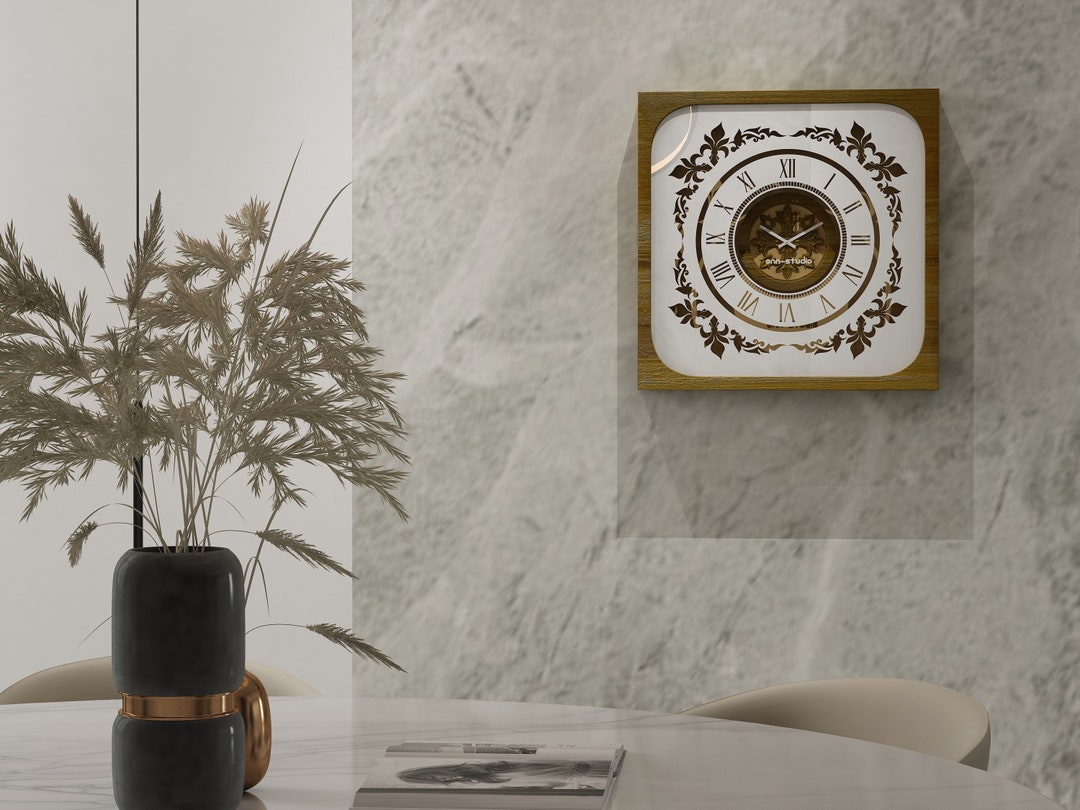 Large Unique Wall Clock With Gold Mirror Finish - Stylish Home Decor ...