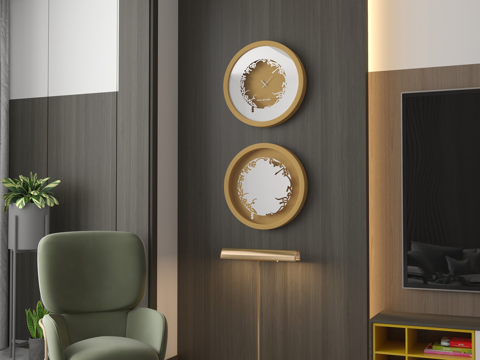 LARGE WALL CLOCK Wood Frame, Minimalist Silent Clock Decor, Clock Gift ...