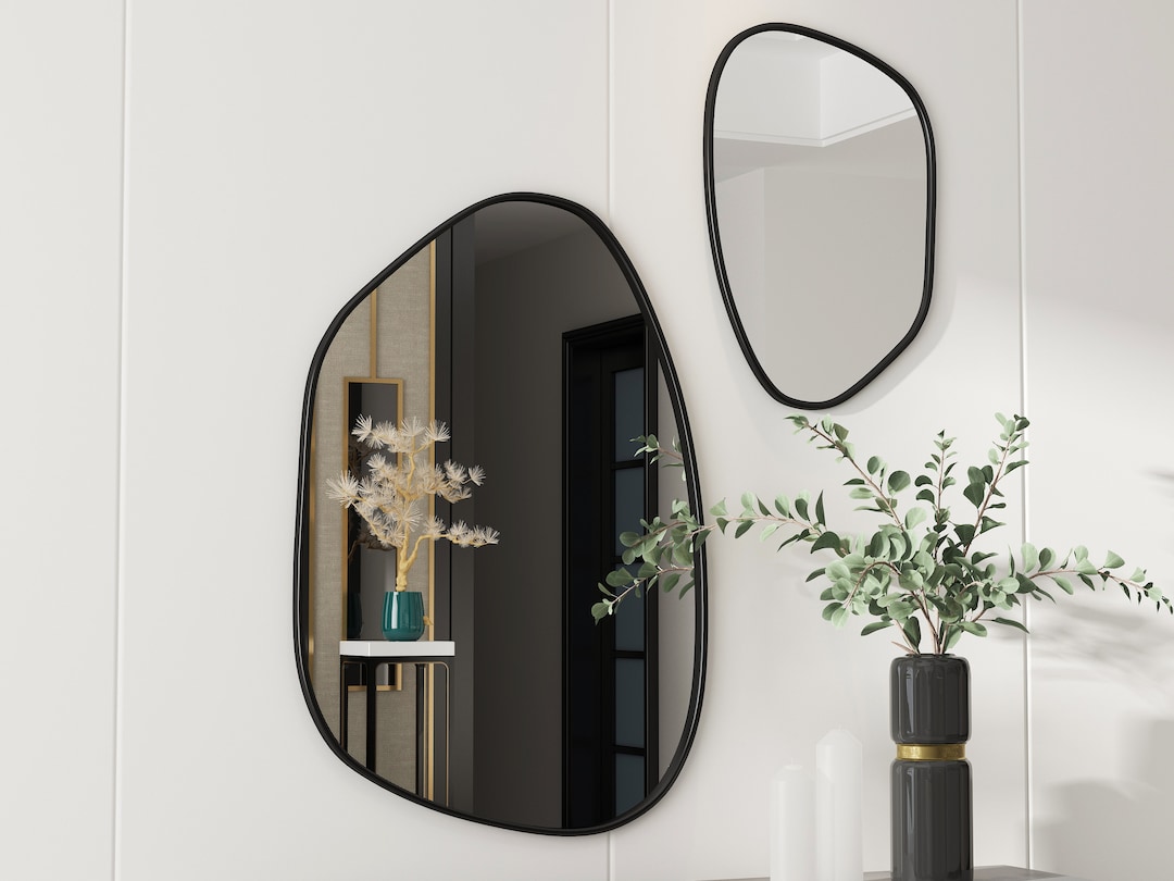 Modern Asymmetrical Vanity Mirror in Irregular Pond Shape - Statement ...