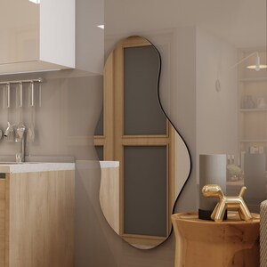 Wavy Black Mirror for Bathroom Vanity - Unique Asymmetrical Wall Décor ...