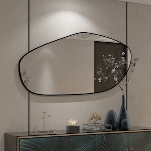 ASYMMETRICAL VANITY MIRROR, Irregular Mirror, Entryway Mirror, Gold ...