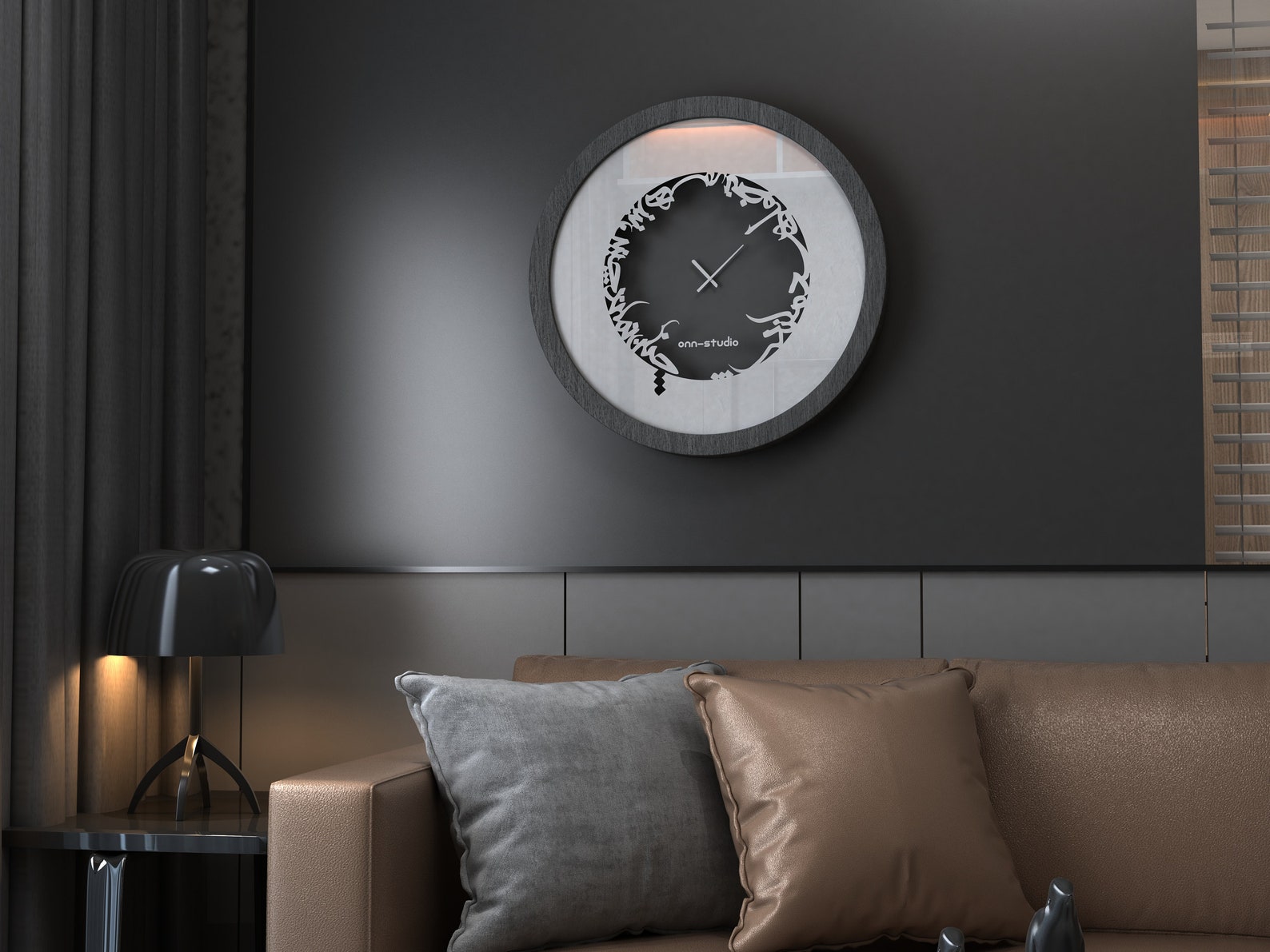 LARGE WALL CLOCK Wood Frame, Minimalist Silent Clock Decor, Clock Gift ...