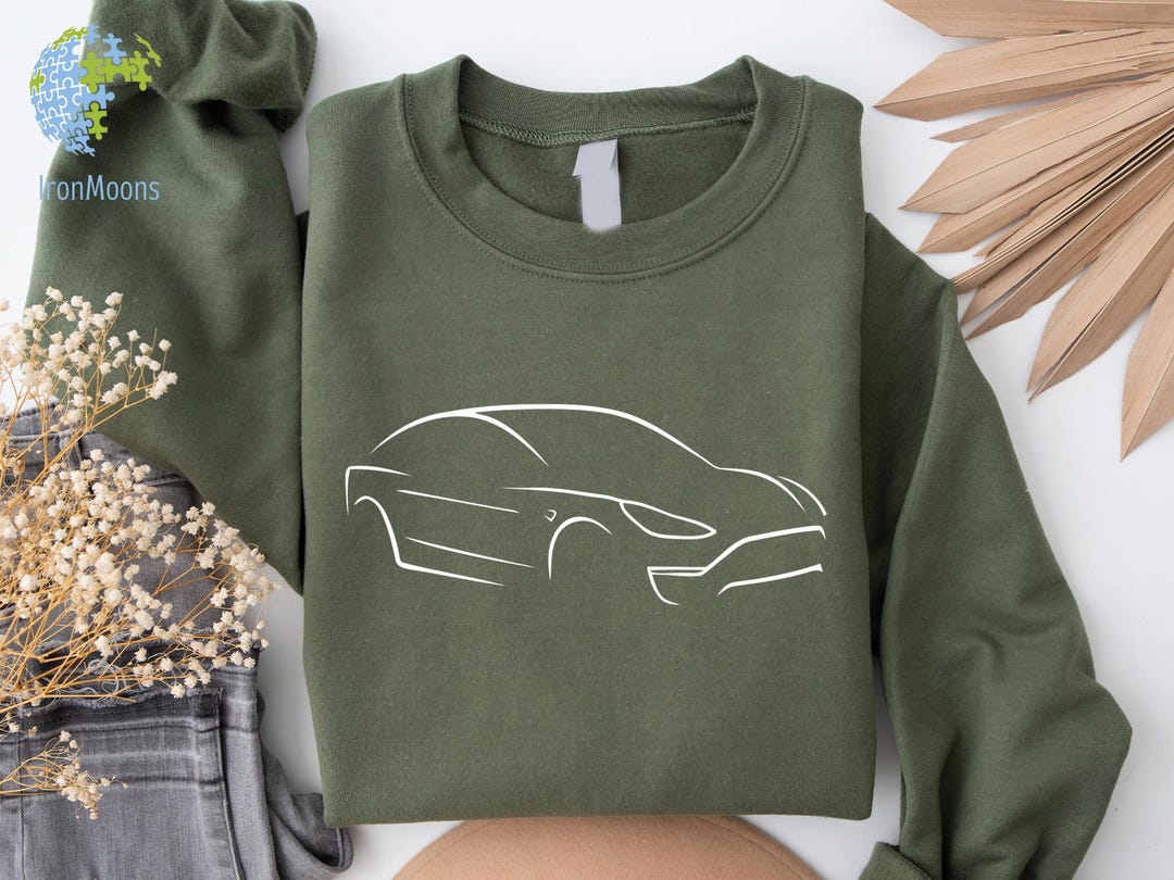 Tesla Car Graphic Sweatshirt, Modern Electric Vehicle Hoodie - Etsy