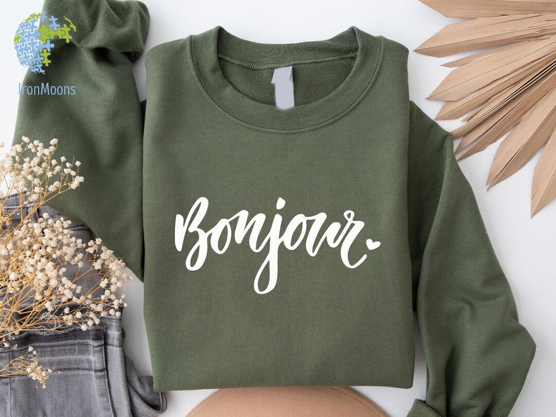 Bonjour Sweatshirt, French Teacher Gift, Paris Vacation Tee - Etsy