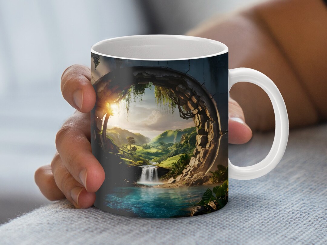 3D Nature Mug Wrap, Magical Landscape Coffee Mug Wrap, Nature Escape 3D ...