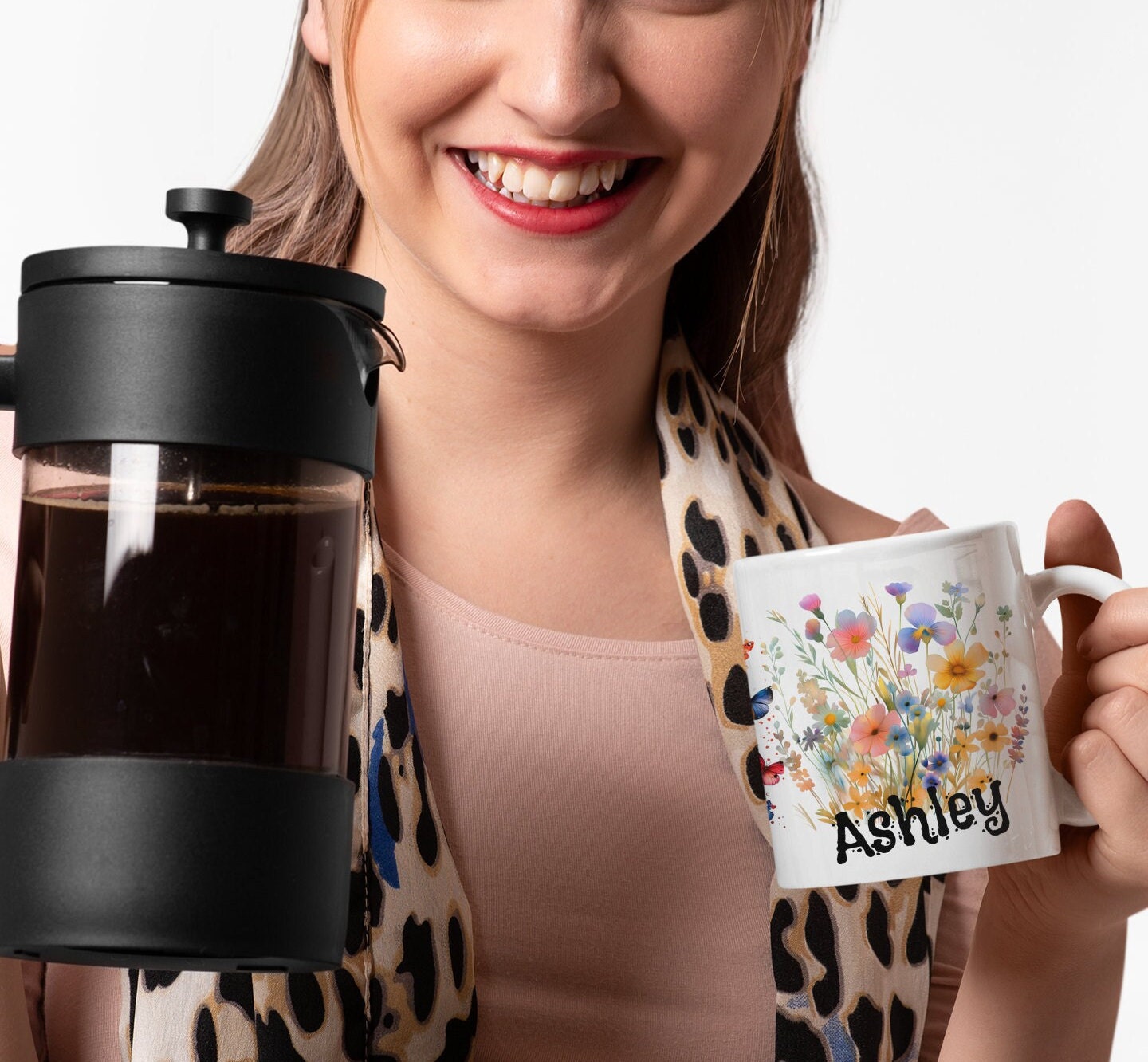 Personalized Name Mug, Custom Coffee Mug, Name Mug, Floral Design Gift ...