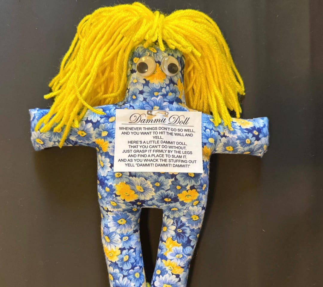 Dammit Doll - Blue Flowers - Etsy