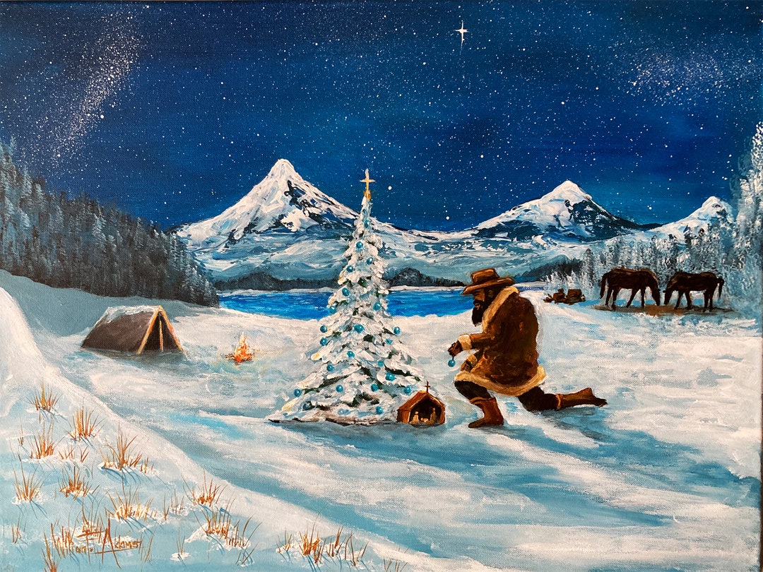 Cowboy Nativity Acrylic Painting: Western Christmas Art, 24x18 - Etsy