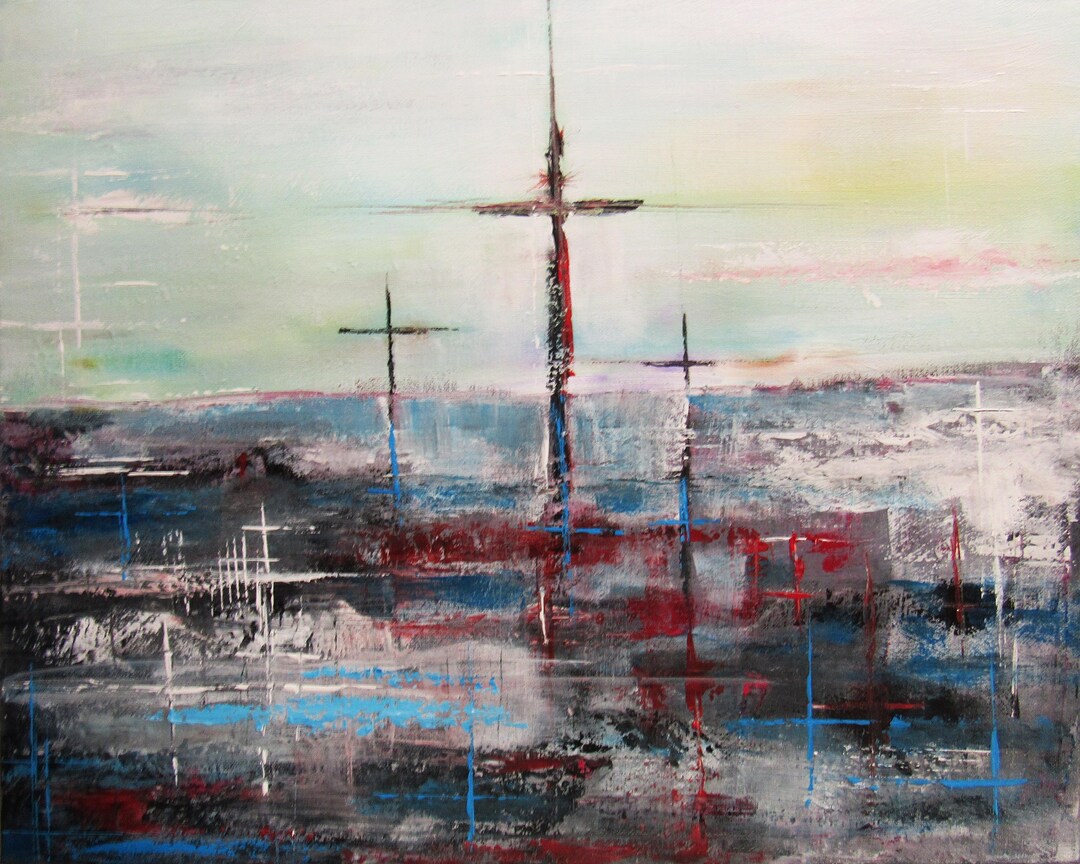 Christian Art Calvary Crosses Artwork Original Painting - Etsy