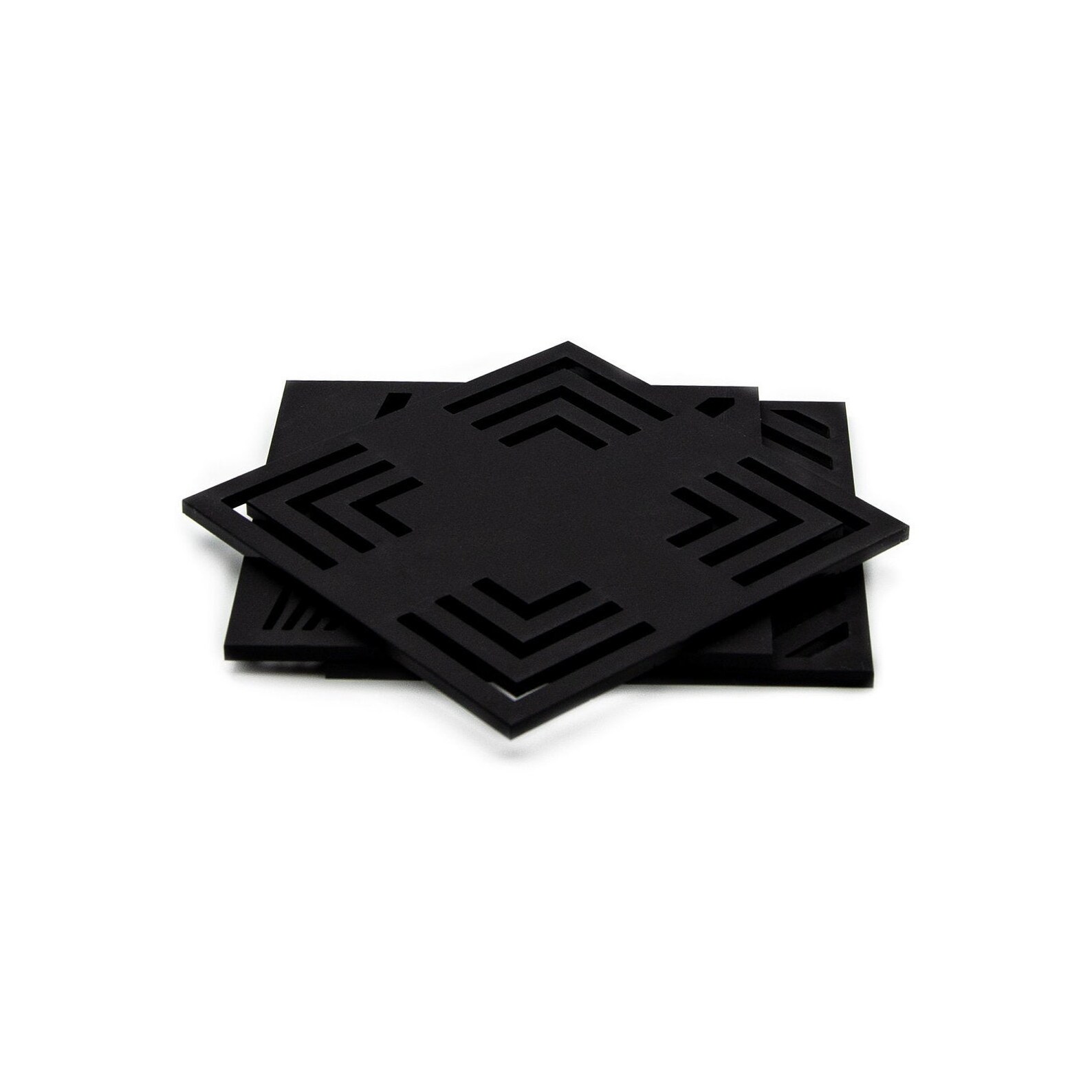Acrylic Geometric Coasters set of 6 matte Black Coasters - Etsy
