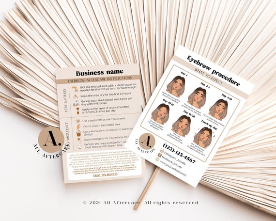 Editable Eyebrow Aftercare Cards Includes 4 X 6 and 5 X 7 - Etsy