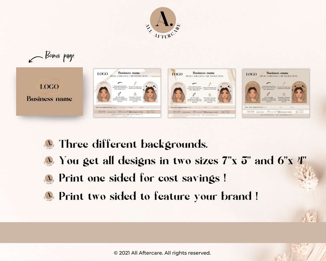 Editable Brow Lamination Aftercare Cards 6 X 4 - Etsy