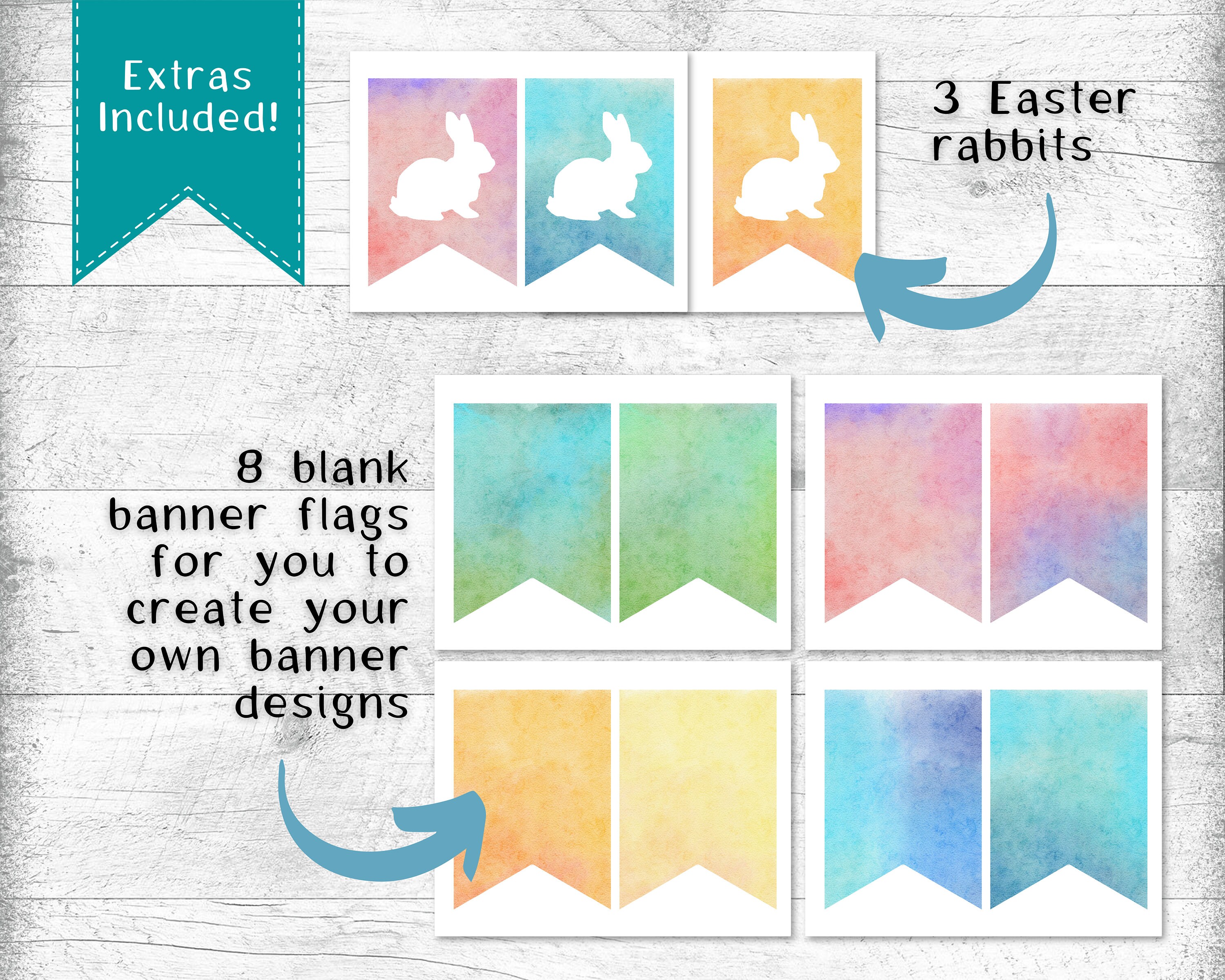 Easter Garland, Easter Banner, Easter Decor, Easter Crafts, Watercolor ...