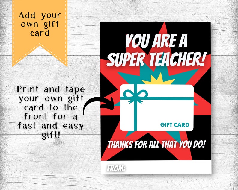 Teacher Appreciation Gift Card Holder, Super Teacher, End of Year ...