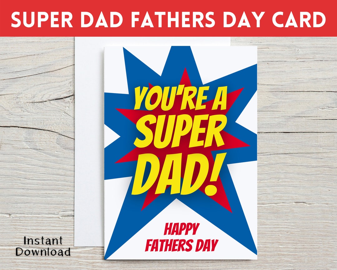 Superhero Dad Fathers Day Card, Super Dad Card, Superhero Dad Card ...